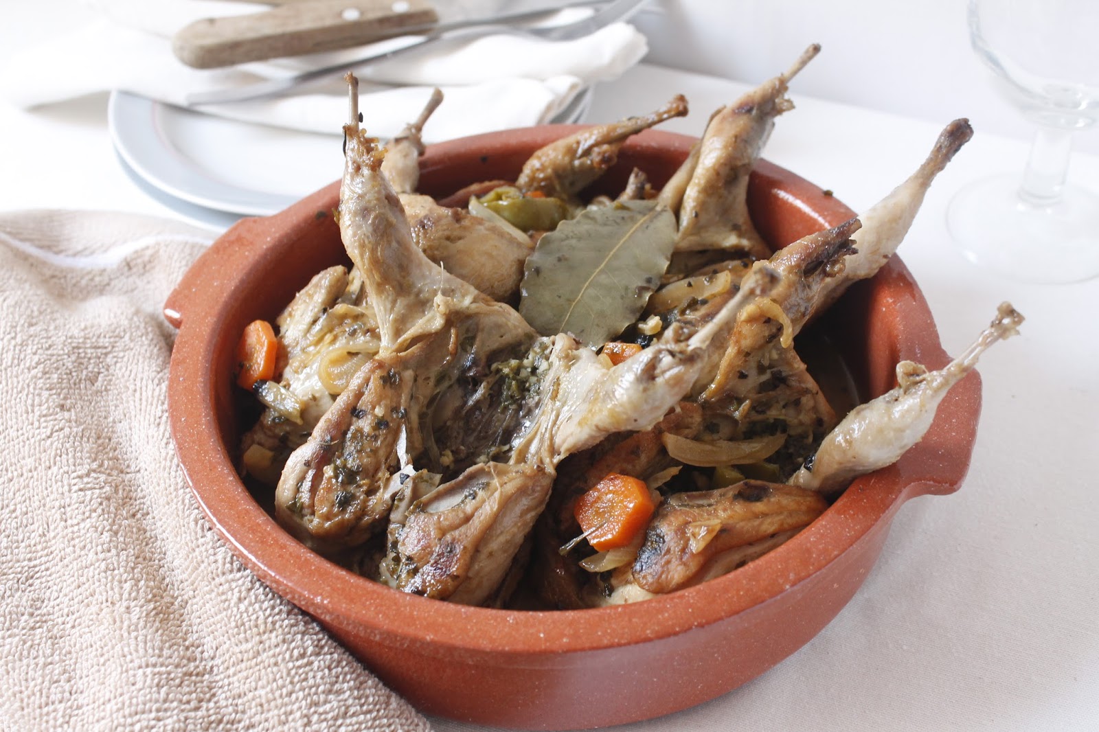 Codornices estofadas ~ Con sabor a huerto