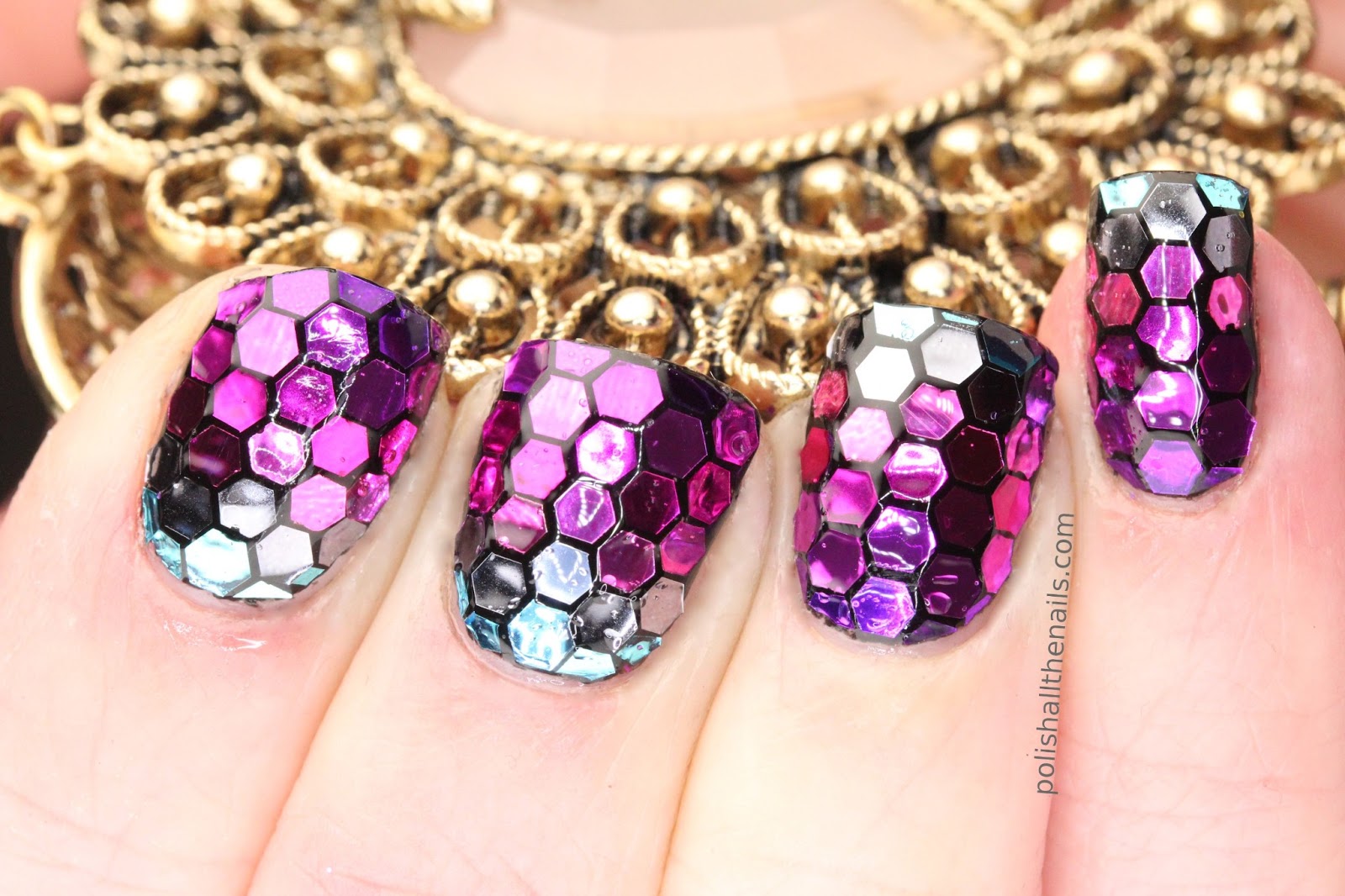 Pink to Blue Ombre Mermaid Nails