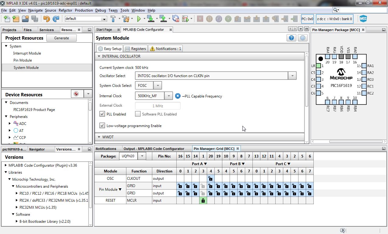 ADC is easy with PIC16F1619