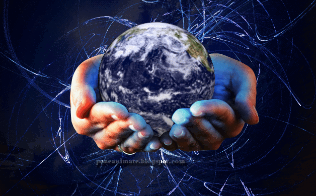 Glob pamantesc tinut in maini /3D