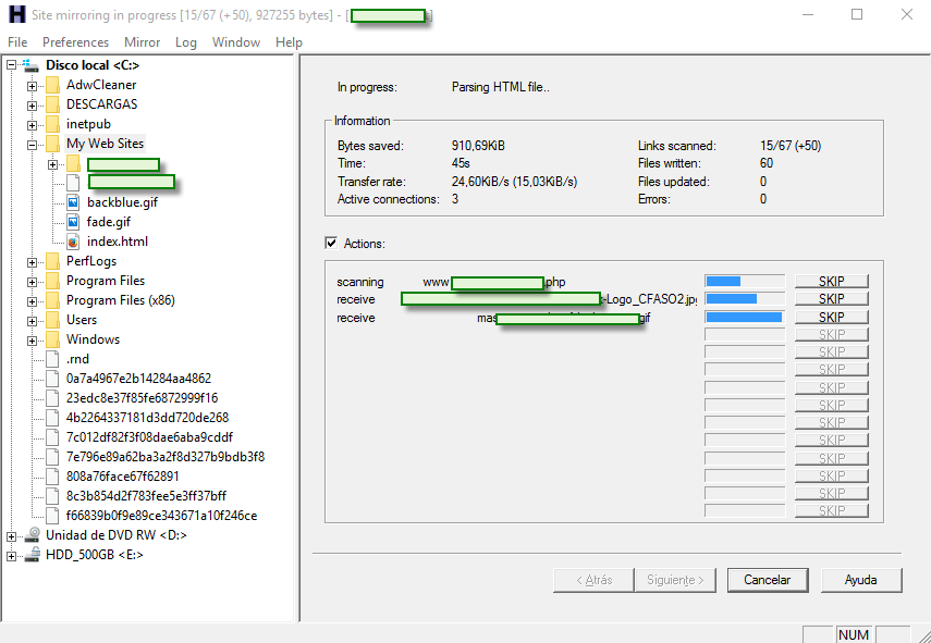 Descargar un website a un directorio local [HTTrack, Cyotek WebCopy y wget]