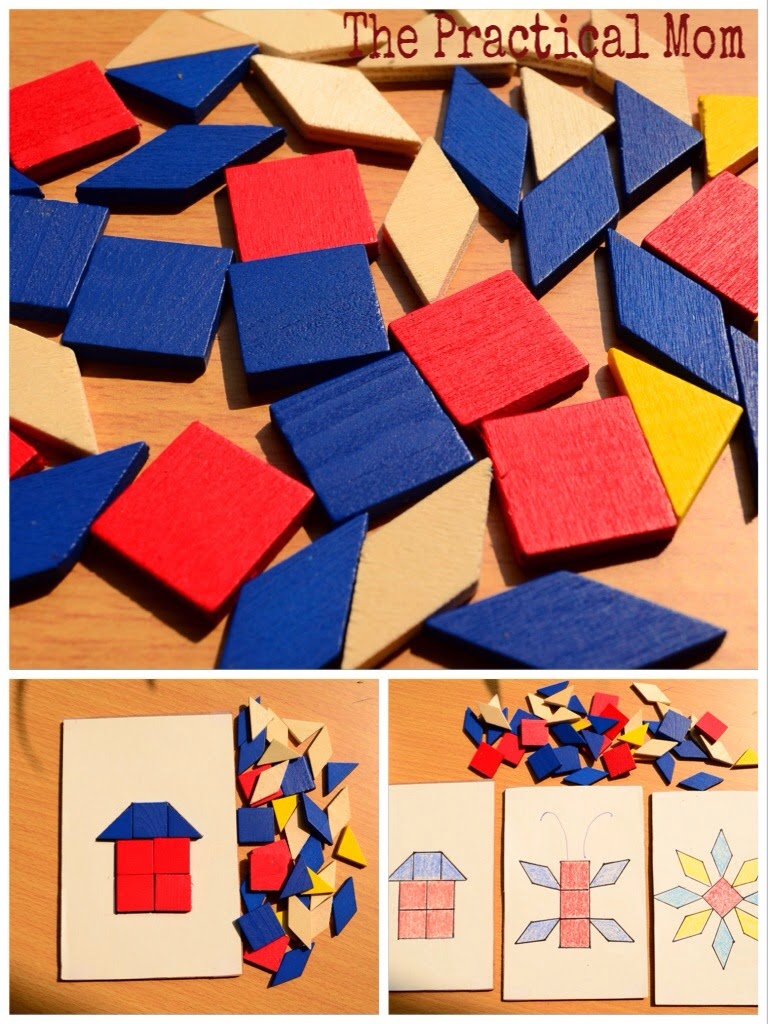 Practical Mom: Cheap Pattern blocks and DIY boards for Toddlers