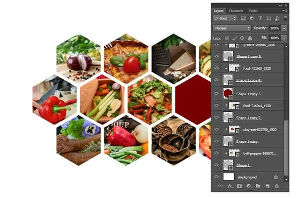 PhotoEffect: How to Make a Hexagon Photoshop Collage