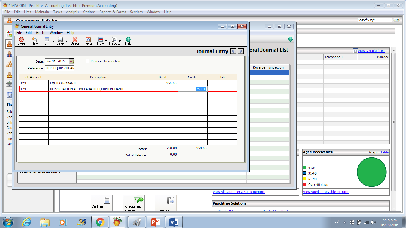 ASIENTOS DE AJUSTES EN PEACHTREE ~ Uso del Software De Contabilidad ...