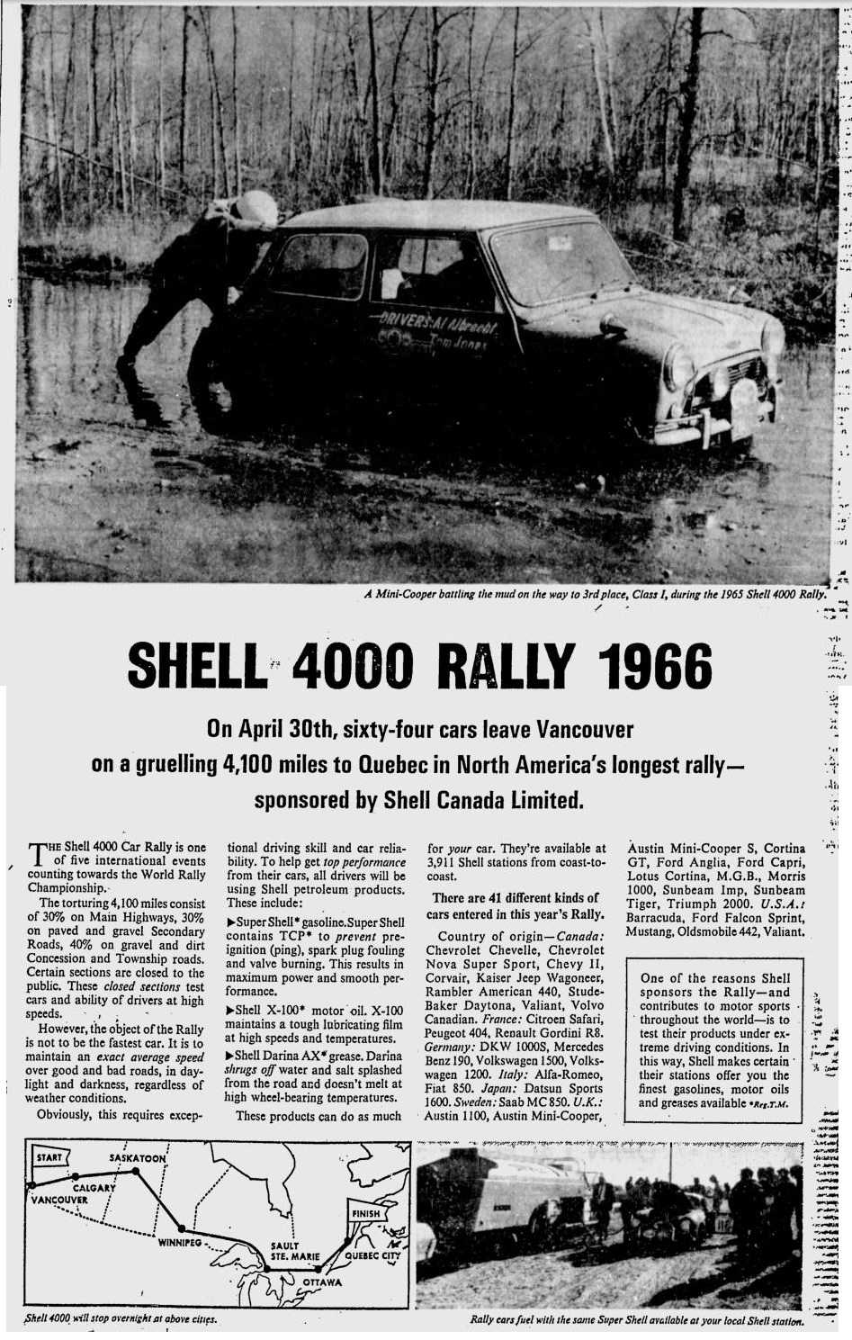racin' thru the raindrops: 1966 Shell 4000 Rally