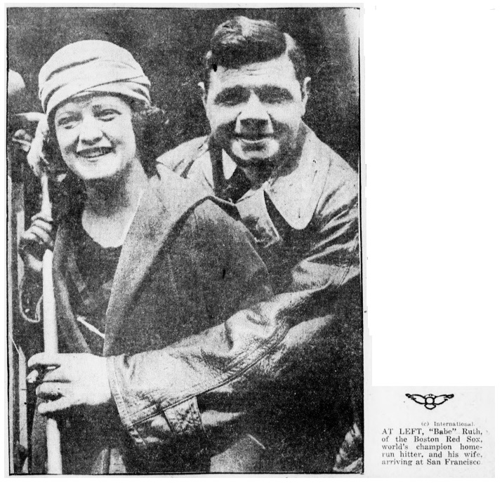 Philly & Stuff: Babe Ruth and Wife - Phila. Public Ledger 19 Nov 1919