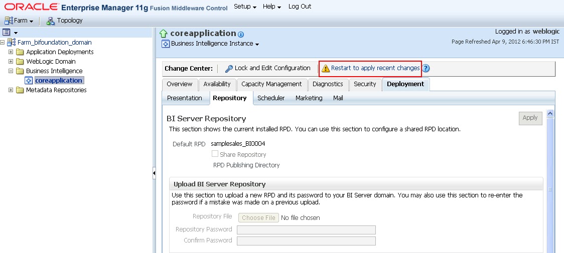 Oracle Business Intelligence: Deploying RPD and Catalog in BI 11g