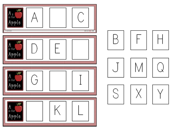 1 - 2 - 3 Learn Curriculum: Apple Alphabet Sorting Strips Added