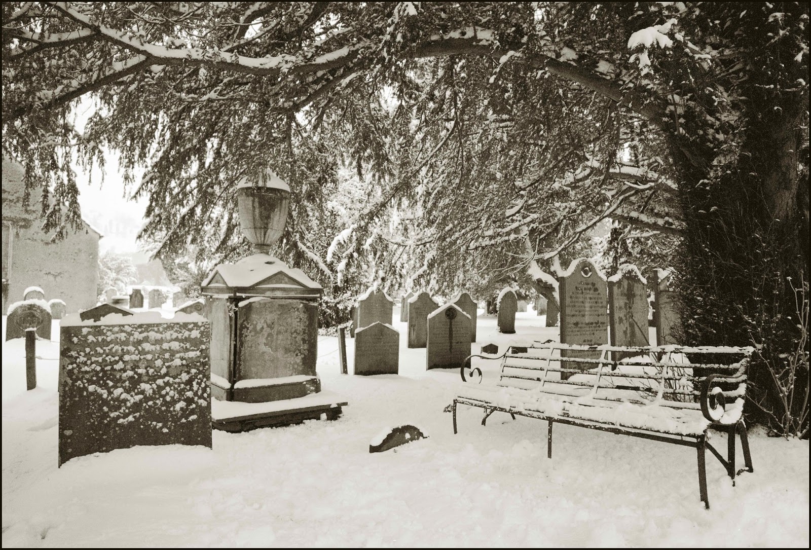Something wicKED this way comes....: Cemetery Snow