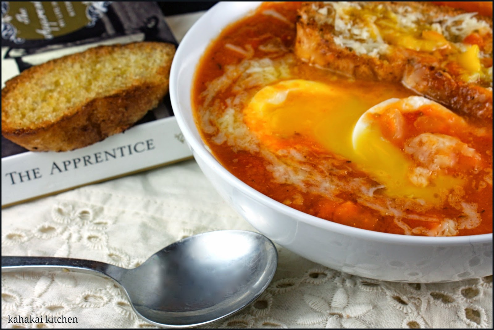 Kahakai Kitchen: Tomato Chowder with Mollet Eggs for Cook the Books ...