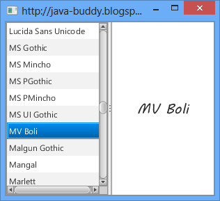 Java-Buddy: Example to apply font