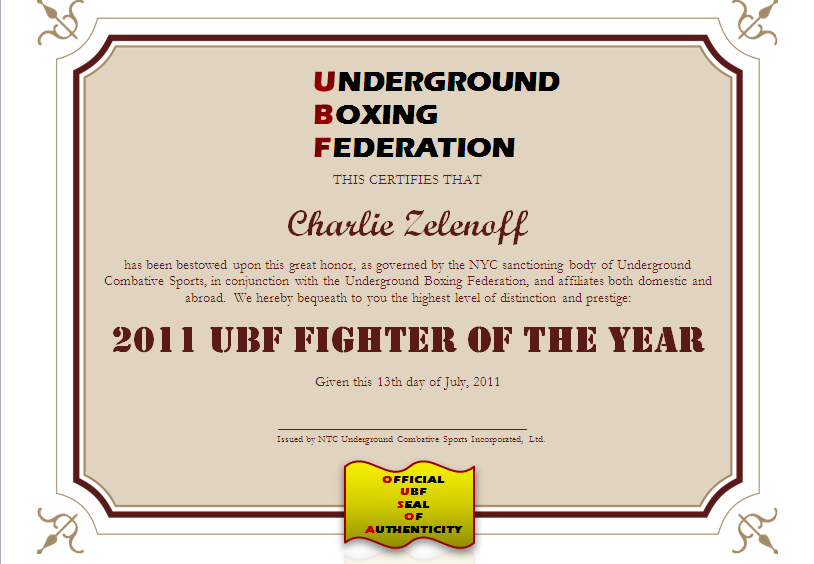 Underground Boxing Federation: Awards