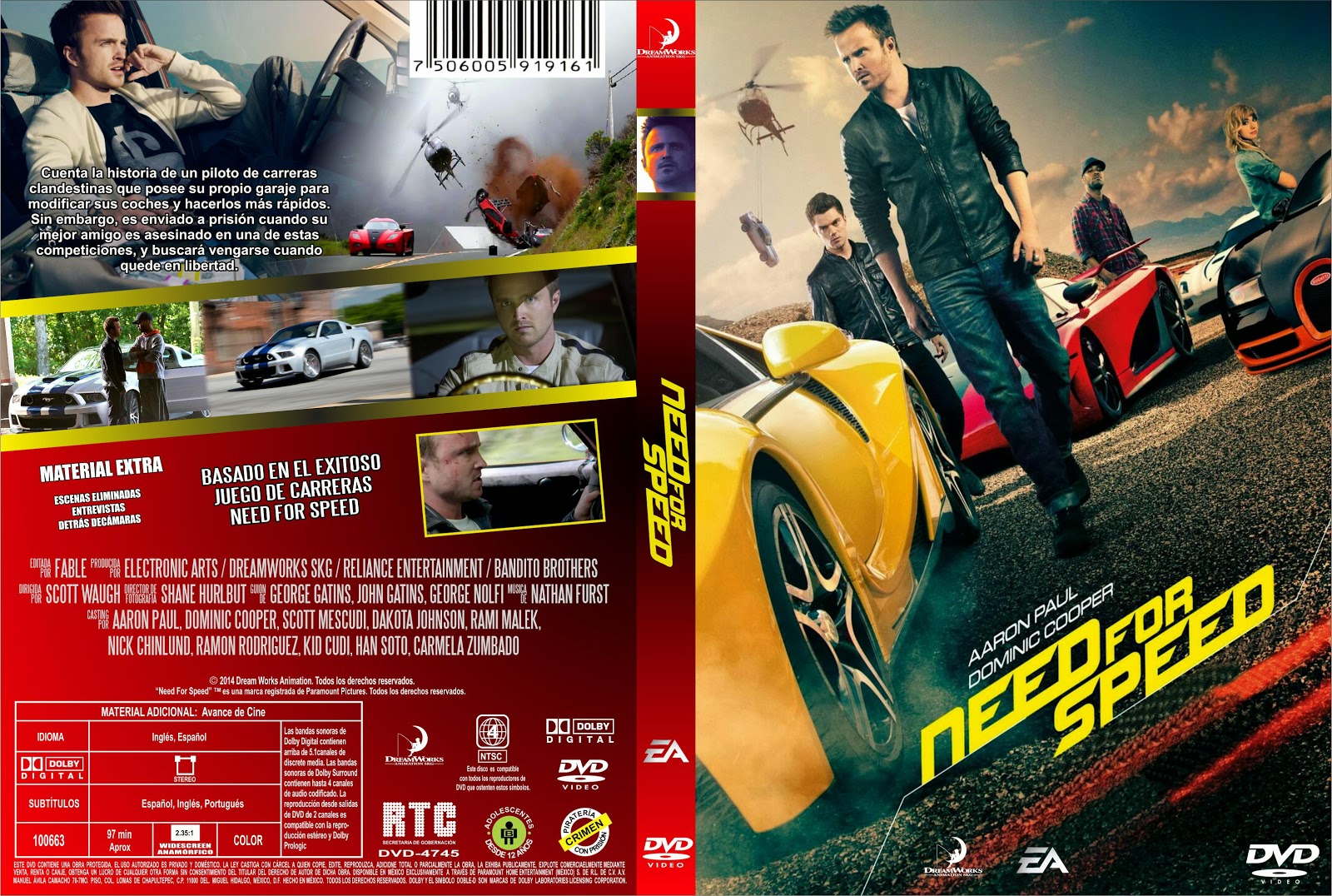 PB | DVD Cover / Caratula FREE: NEED FOR SPEED - DVD COVER 2014 ESPAÑOL