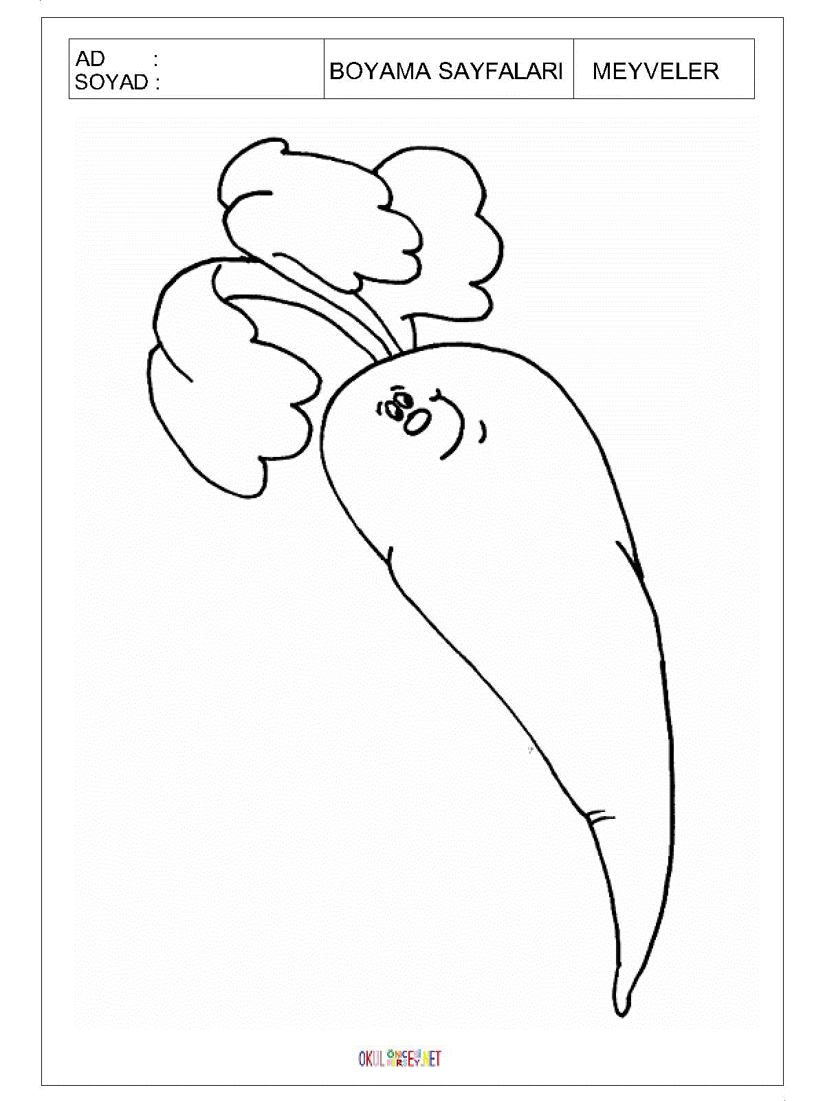 Çizim ve Boyama için Renksiz Meyve Sebze Resimleri - GamTeli