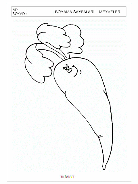 Çizim ve Boyama için Renksiz Meyve Sebze Resimleri - GamTeli