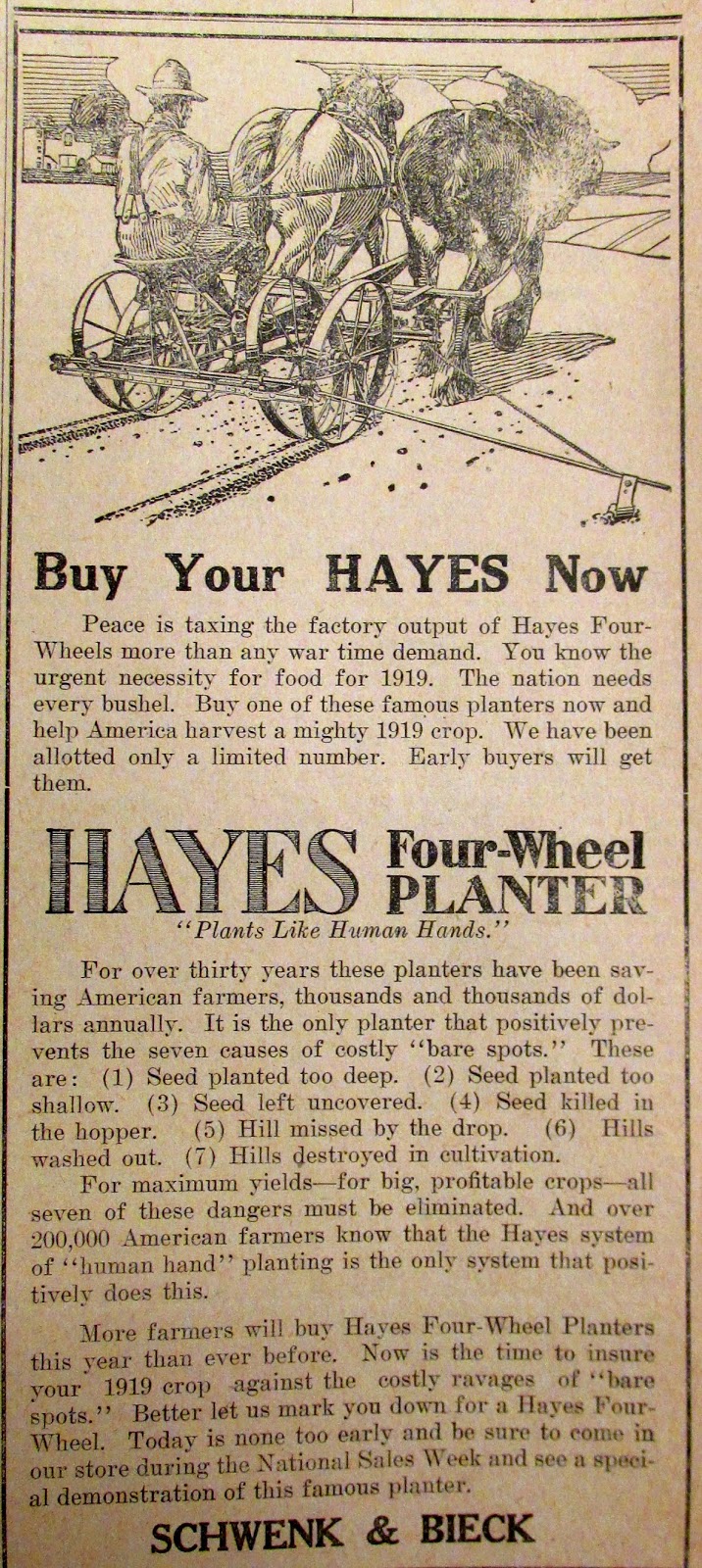 Sutton Nebraska Museum: 1919 Newspaper Ads