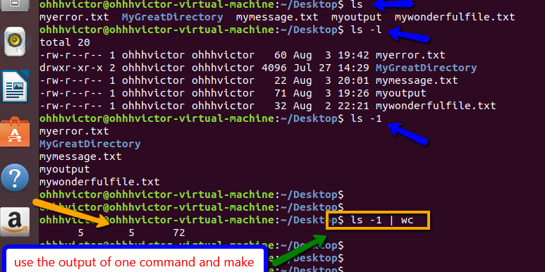 Shell features , pipes and redirection - Linux