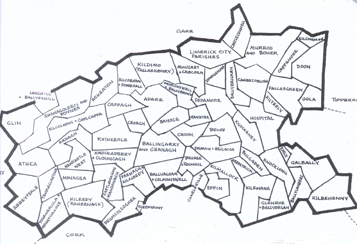 Limerick County Map Area - Map of Ireland City Regional Political