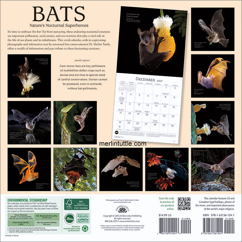 Calendar Bats 2017 - Nature's Nocturnal Superheroes