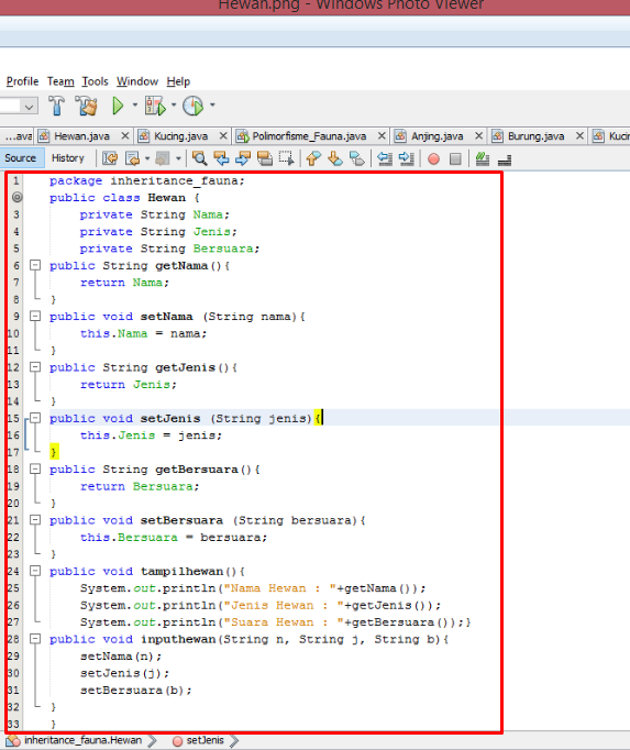 CONTOH PEMROGRAMAN ENKAPSULASI, INHERITANCE, POLIMORFISME PADA JAVA ...