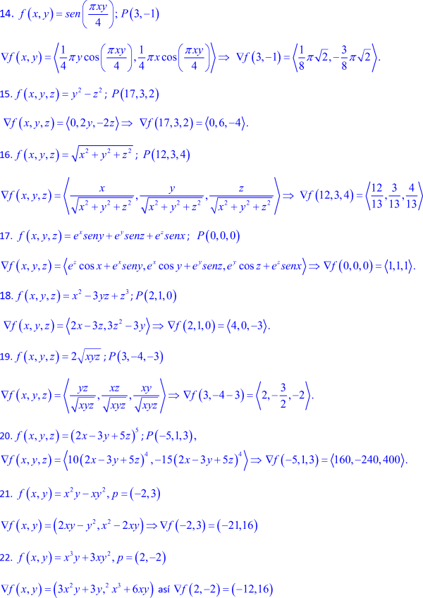 GRADIENTES Y DERIVADAS DIRECCIONALES PDF EJERCICIOS Y EJEMPLOS RESUELTOS