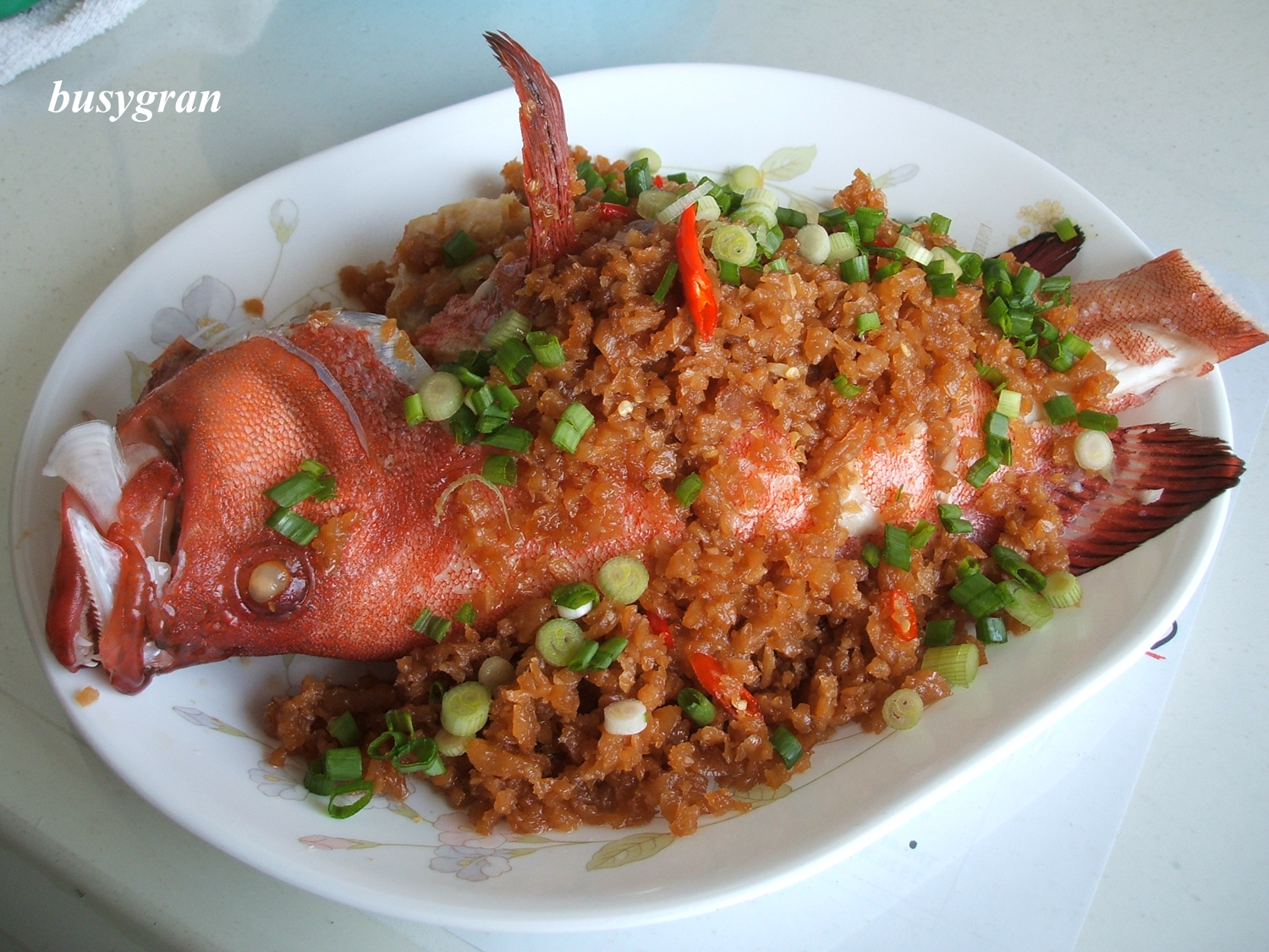 A Busy Gran's Kitchen: Steamed Fish with Chai Po
