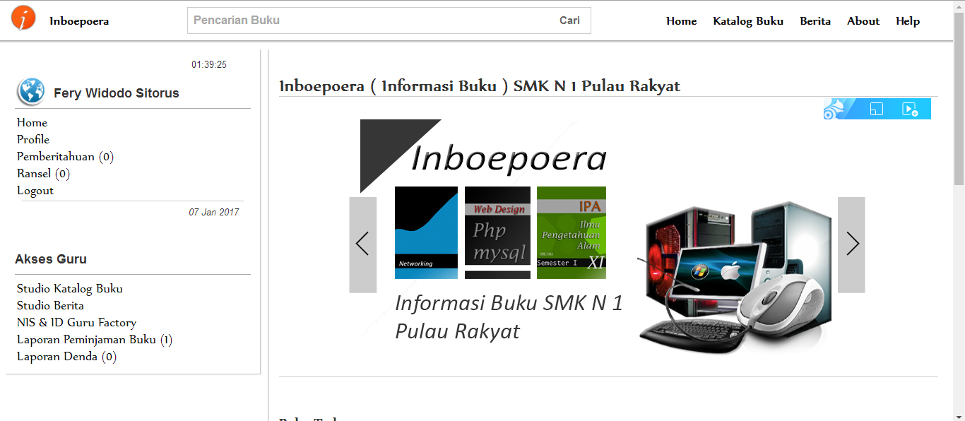 Contoh Website Sistem Informasi Perpustakaan Sekolah Berbasis Php Mysql ...