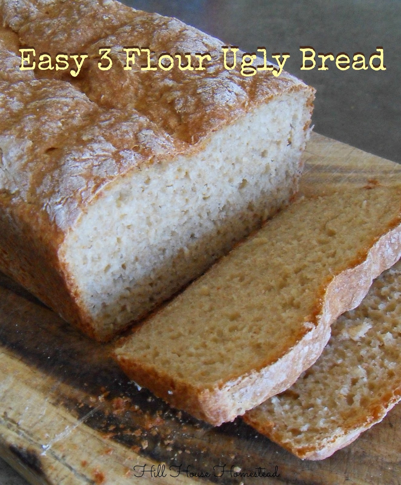 Hill House Homestead: Easy 3 Flour Ugly Bread