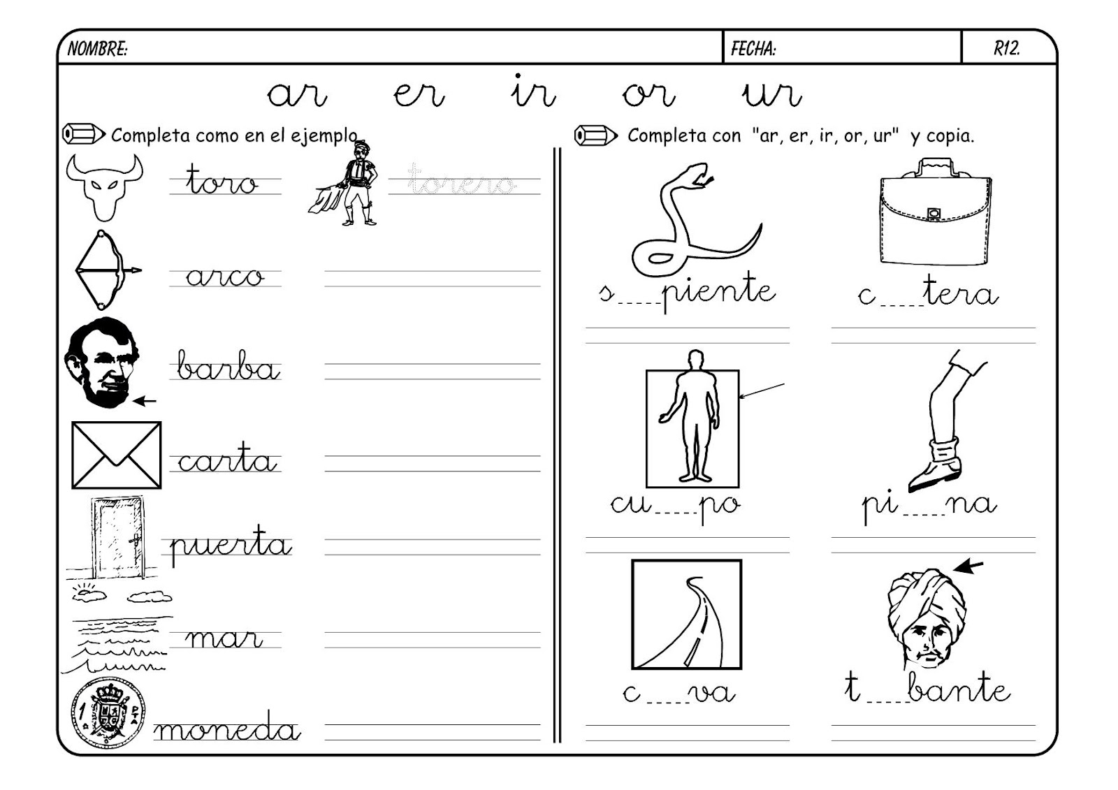Actividades letra r - Imagui