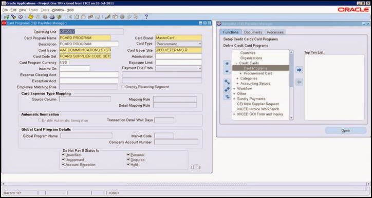 Oracle Applications: Oracle R12 Account Payables Screen Shots