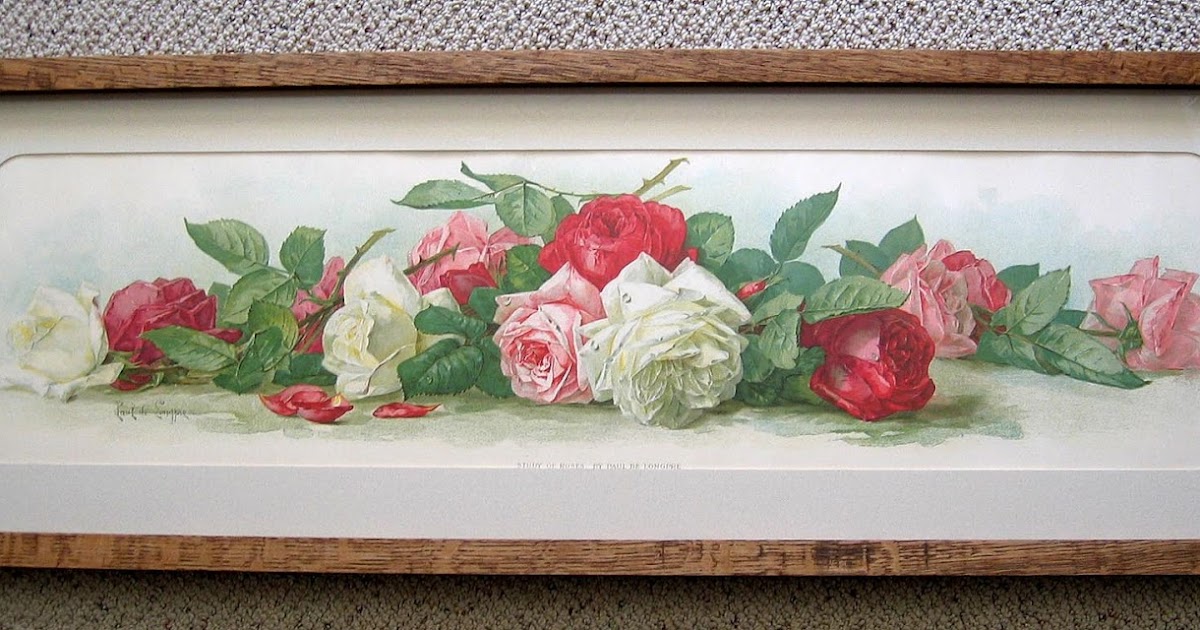 Victorian Rose Prints: Paul de Longpre Antique Roses Yard Long Print