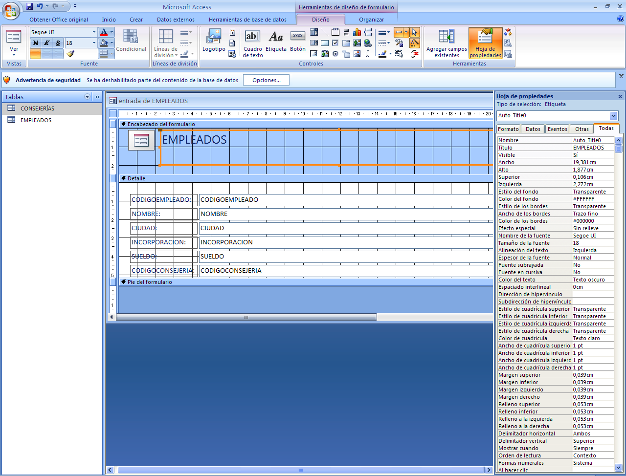 Ofimaticalpunto: Creando un formulario en la base de datos trabajo.mdb