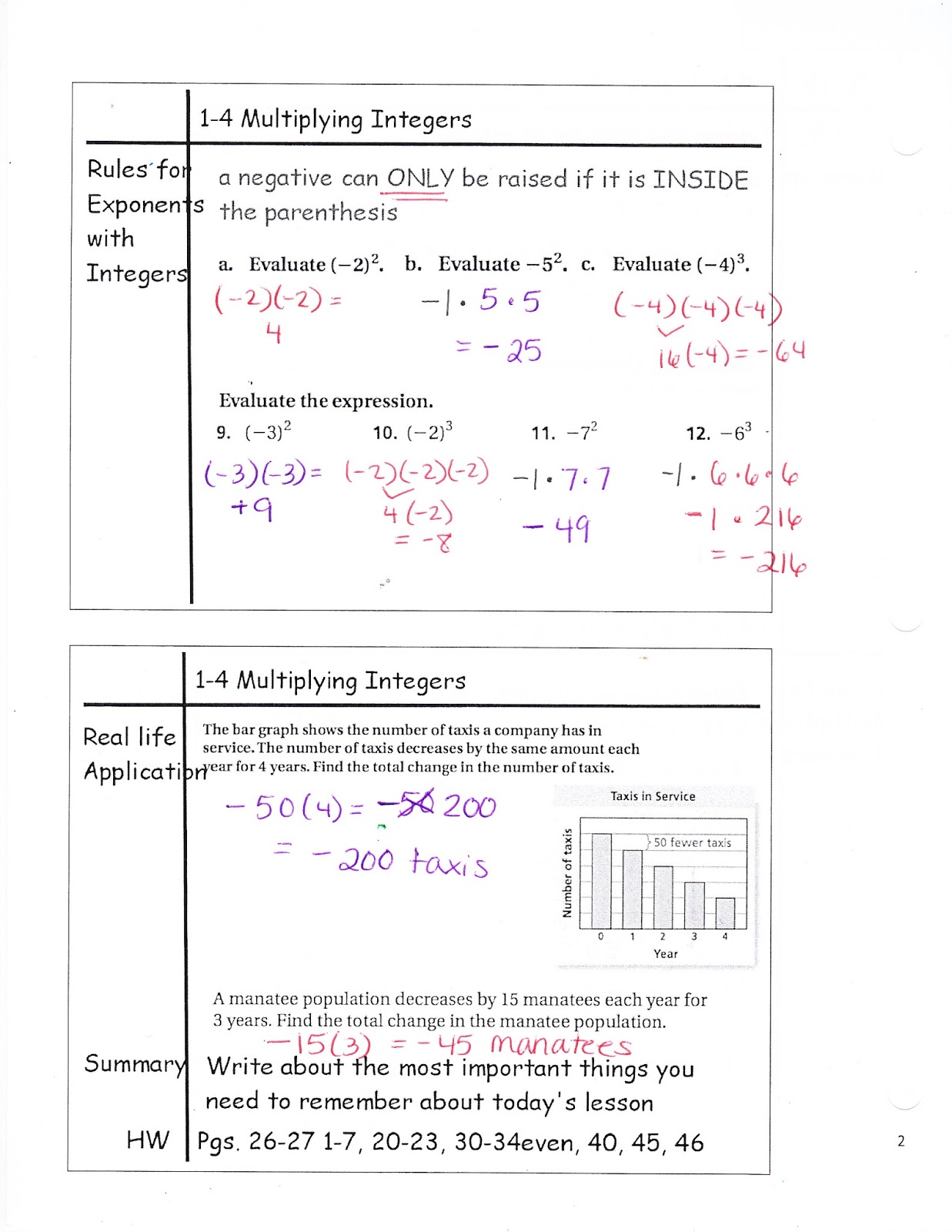Ms. Jean's Classroom Blog: 1-4 Multiplying Integers
