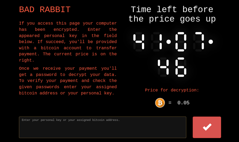 ransomware (dubbed Bad Rabbit) فيروس الأرنب السيئ - IT System Security