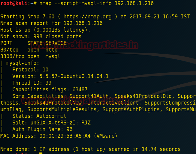 Mysql Penetration Testing With Nmap Hacking Articles