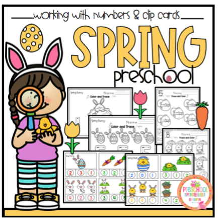 Spring Working with Numbers & Clip Cards ~ Preschool Printables