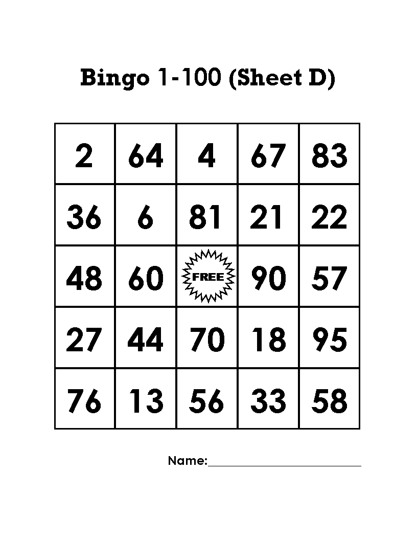 Fichas de Inglés para niños: Bingo numbers to print