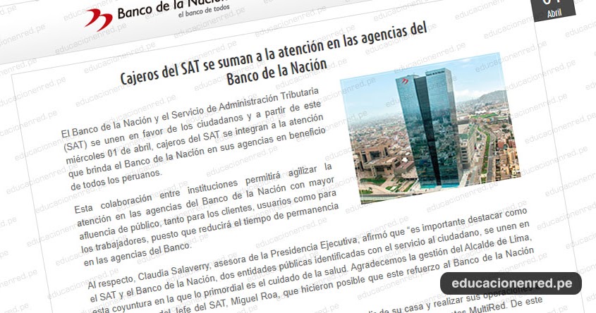 BN: Cajeros del SAT se suman a la atención en las agencias del Banco de ...