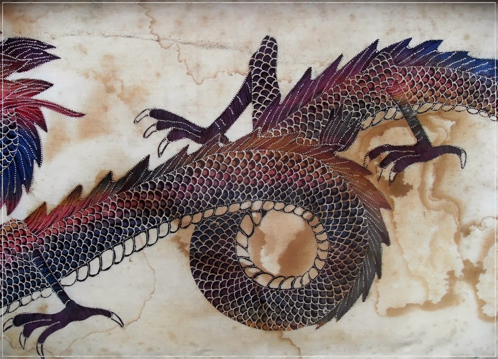 BARANG ANTIK LUKITO: Lukisan Batik Sutra Peranakan "ALIM" gambar Naga ...