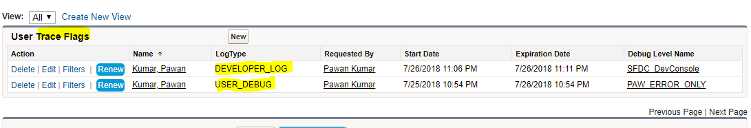 Salesforce Trace Log Query Using Apex