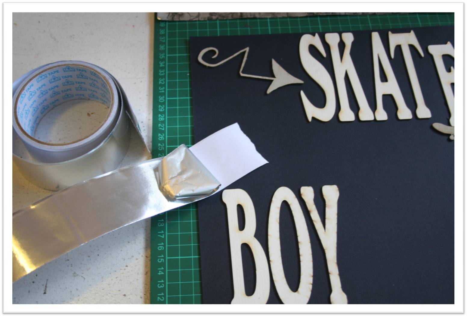 Homespun Scrapbooking: TUTORIAL: USING FOIL TAPE TO CREATE A LAYOUT
