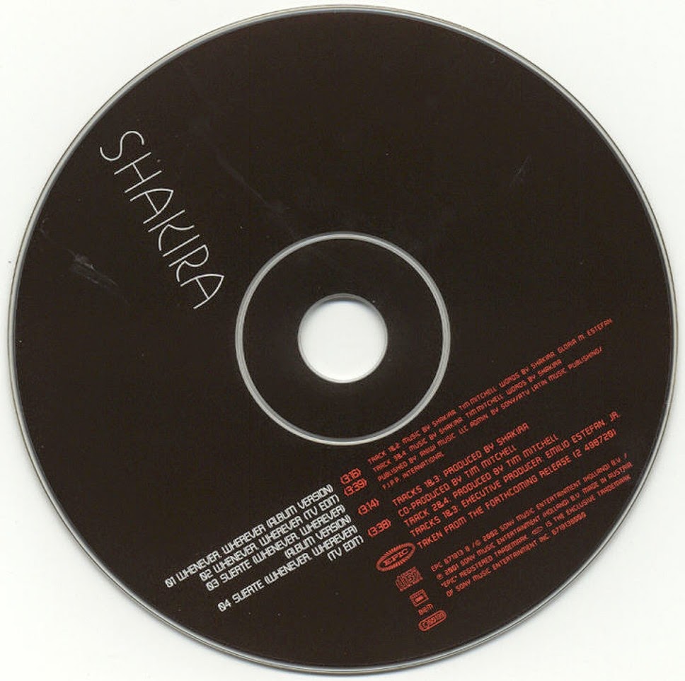 Single: Shakira - Whenever, Wherever - Encartes Pop