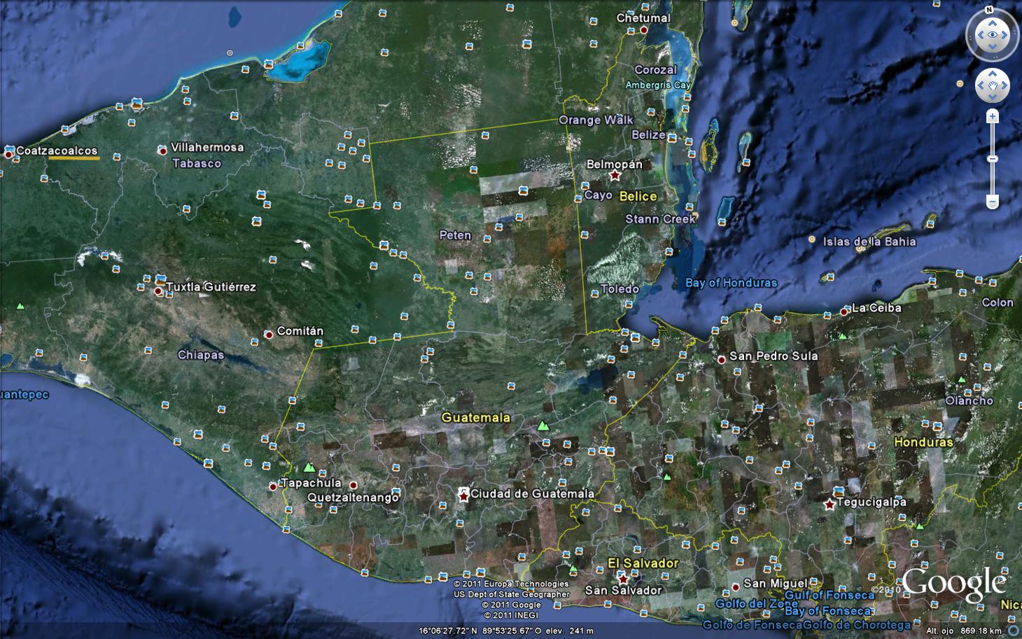 GUATEMALA - MAPA GENERAL TOMADO DE GOOGLE EARTH