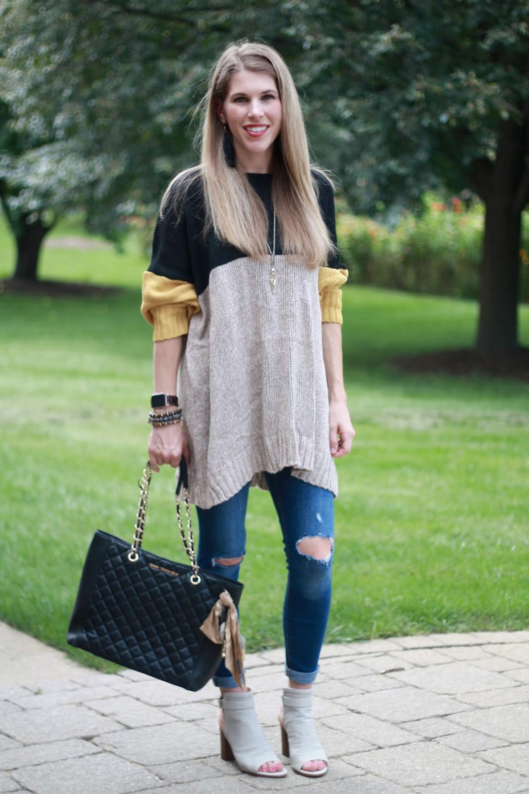 Colorblock Tunic Sweater for Fall & Confident Twosday Linkup - I do ...
