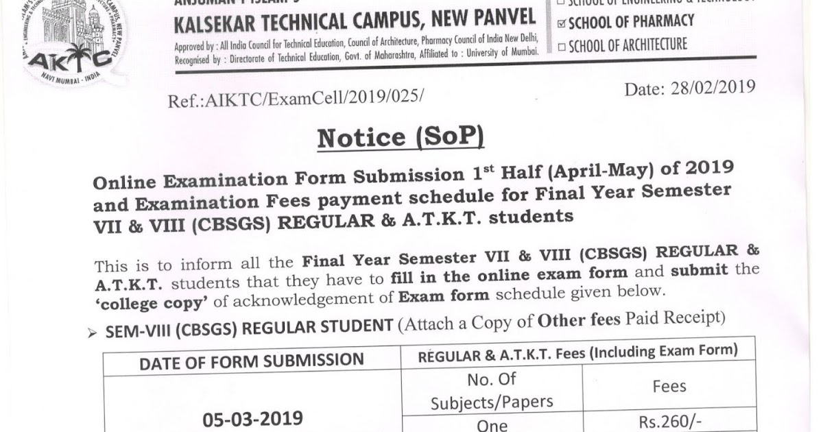 EXAM-CELL NOTICE BOARD: NOTICE-SOP- EXAM FORM SUBMISSION- ONLINE & OFF ...