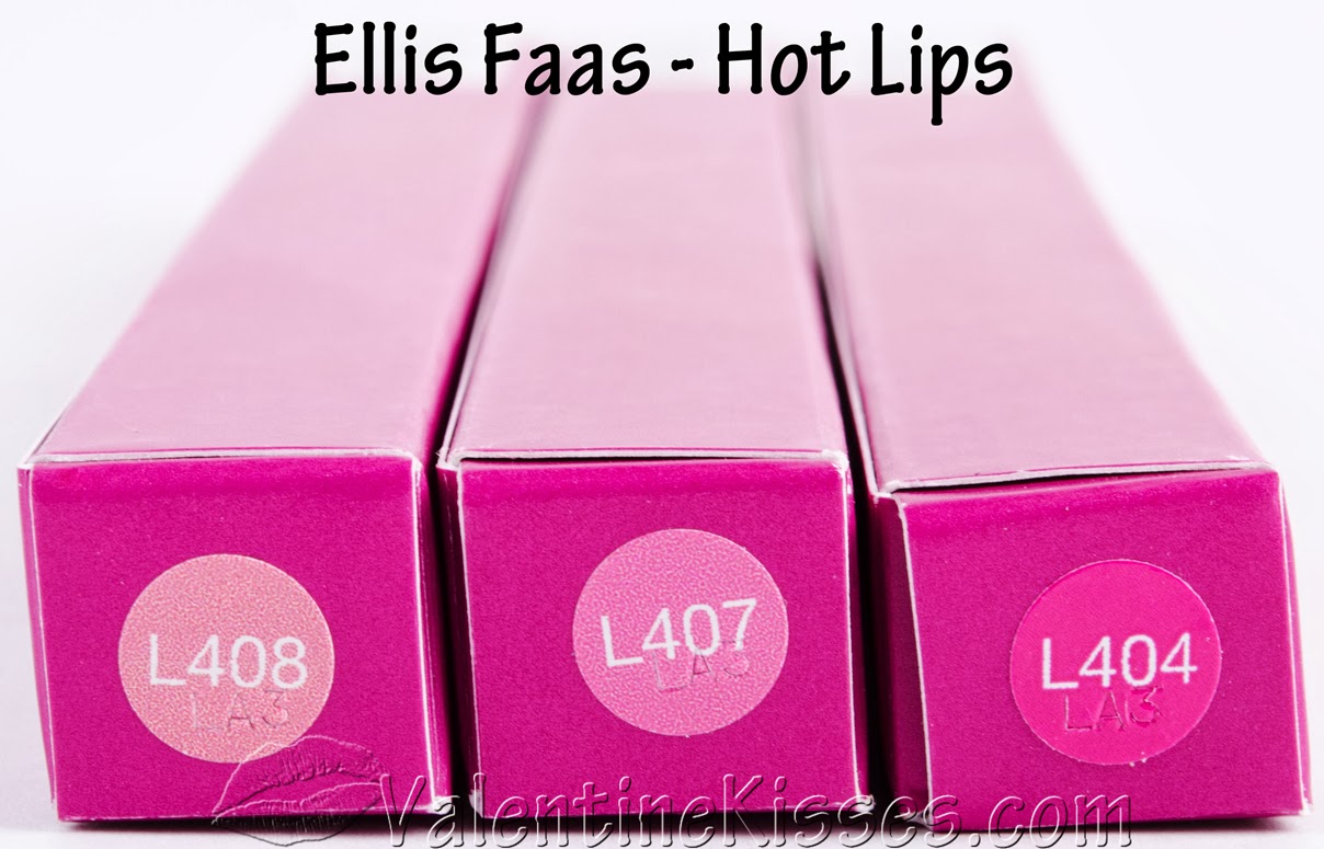 Valentine Kisses: Ellis Faas Hot Lips in shades L408 Baby Pink, L407 Deep Pink, L404 Fluo Pink ...