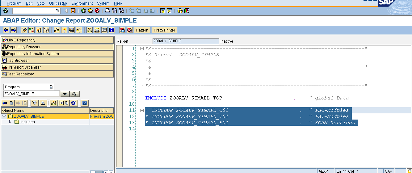 SAP TECH: Basic OO-ALV Report ( SE80 )