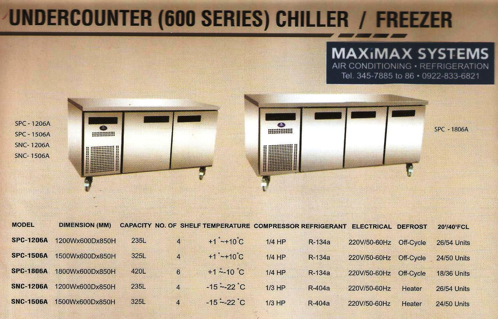 MaximaxSystems.com: SANDEN UNDERCOUNTER (600 SERIES) CHILLER/FREEZER