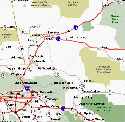 San Bernardino County Map With Cities
