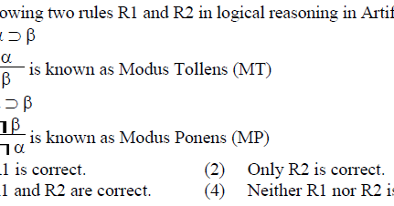 COMPUTER SCIENCE MCQS: Consider following two rules R1 and R2 in logical reasoning in Artificial ...